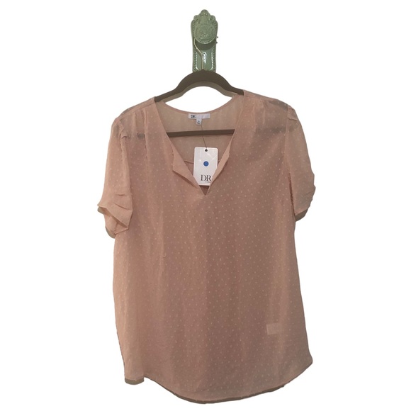 Nordstrom | Tops | Nordstrom Dr2 Swiss Dot Blouse Flowy Light Sheer ...